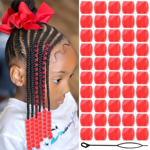 Amazon.com : VENOFEN 50PCS Red Hair Beads Acrylic Loc Bead Christmas ...