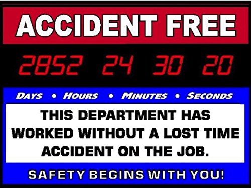 SAFETY SIGN CLOCK RWBAFD Accident Free Dept-4D, Count-Up Safety Clock ...