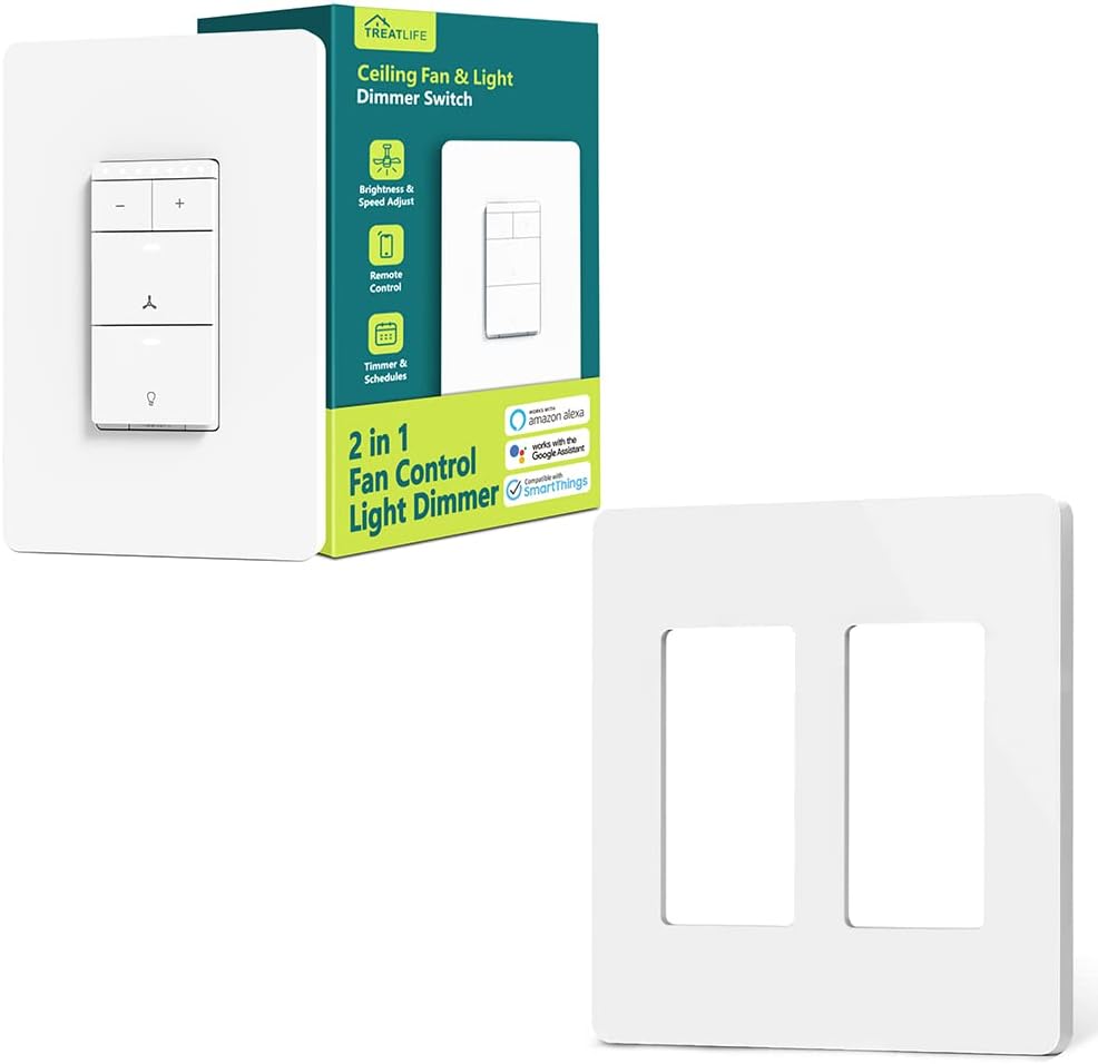 TREATLIFE 2Gang Light Switch Plate 1P+Smart Fan Switch 1Pack - Amazon.com