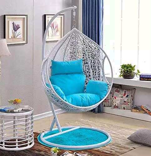 Single Seater Metal Swing Chair with Stand & Cushion & Hook Outdoor ...