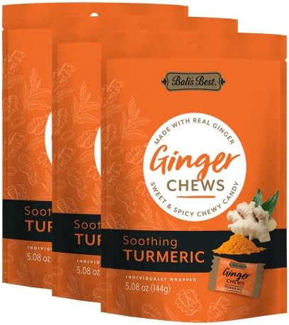 Amazon.com: Bali's Best Ginger Chews - Soothing Turmeric Flavor (3 Pack ...