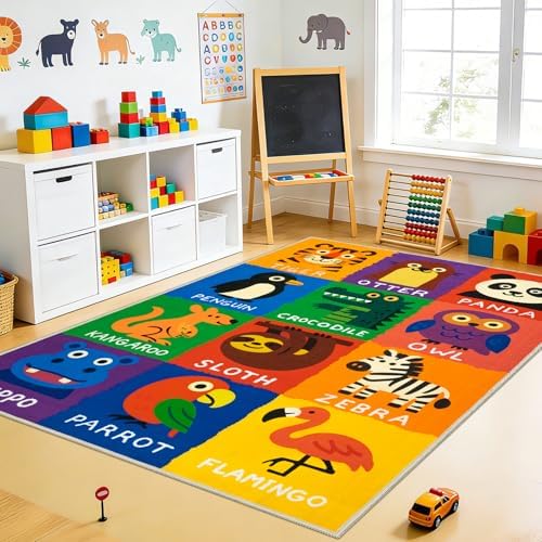 Amazon.com: VSIWB Kids Rug 4x6 Animal Alphabet Play Mat Educational ...