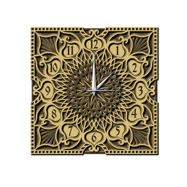 Buy KASTHAM wooden crafts Mandala Clock Wooden Layered Wall Clock ...