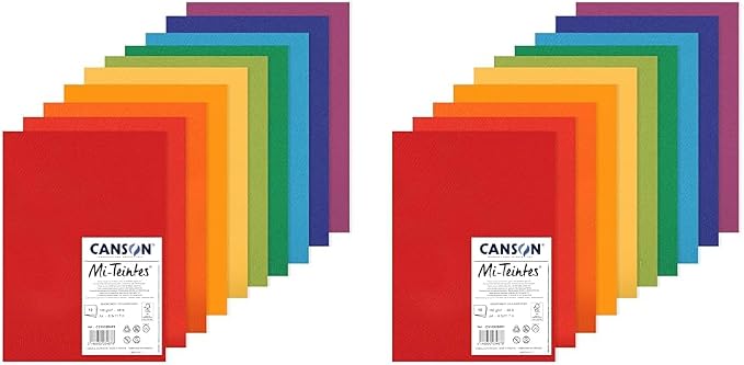 CANSON Mi-Teintes Coloured Drawing 160gsm A4 Paper Pack, Double Sided ...