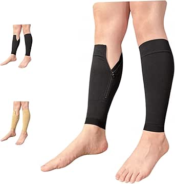 Amazon.com: Ziperior 15-20 mmHg Compression Shin Calf No Foot Inside ...