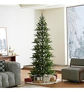 Amazon.com: Glitzhome 7.5ft Artificial Christmas Tree, Pre-Lit Flocked ...