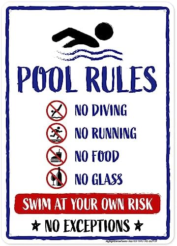 Amazon.com: Pool Rules Sign, No Diving, No Running, No Food, No Glass ...