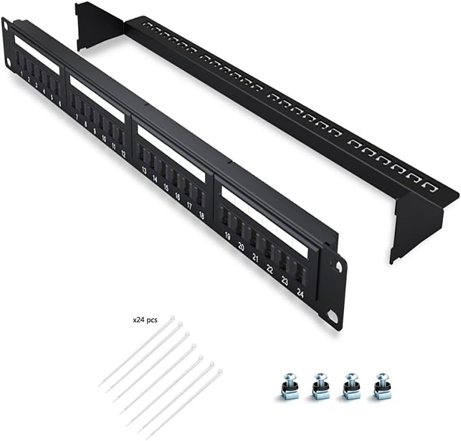 Amazon.com: Enmane 24 Port Keystone Patch Panel,CAT6 Patch Panel 1U 19 ...