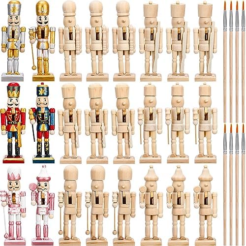 Amazon.com: Yunsailing 56 Pcs Christmas Wooden Unfinished Nutcracker ...