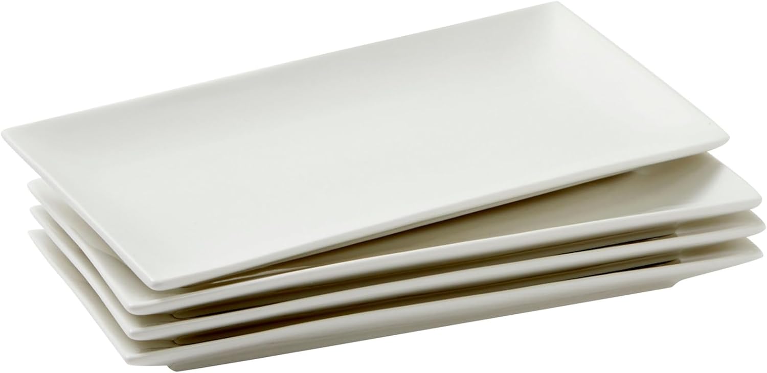 White Ceramic Serving Platter Trays, 4-Pack of Rectangular Appetiser ...