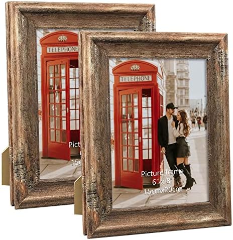 PETAFLOP Rustic Picture Frame 8x6 Inch Set of 2, Wall and Table Picture ...