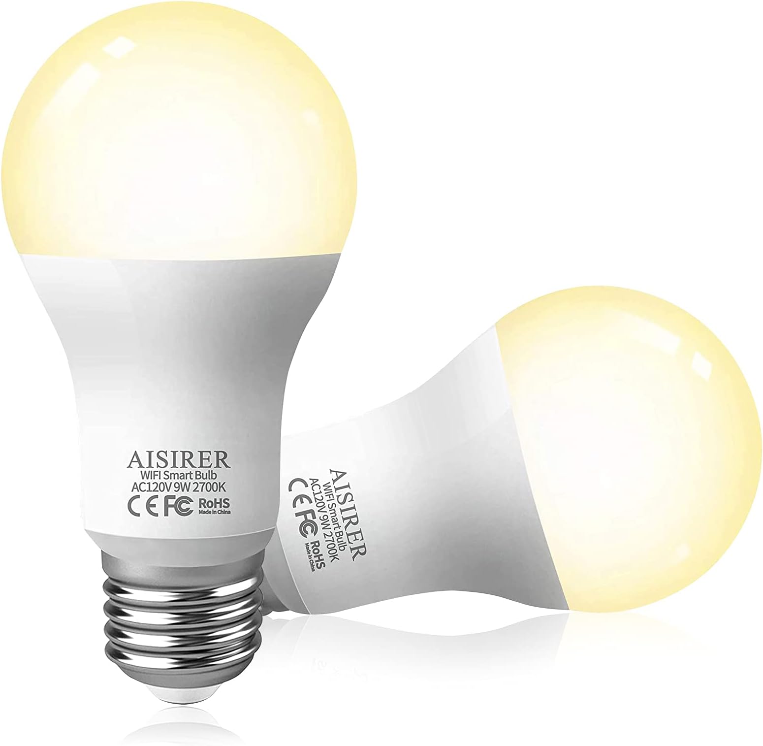 AISIRER Smart Light Bulb 2.4GHz WiFi LED Bulbs 60 Watts 806LM ...