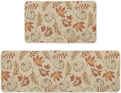 Amazon.com: Artoid Mode Vintage Maple Leaves Pumpkin Fall Kitchen Mats ...
