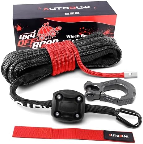 Amazon.com: Kolvoii Synthetic Winch Rope Kit, 1/4" x 50ft 9,650lbs ...