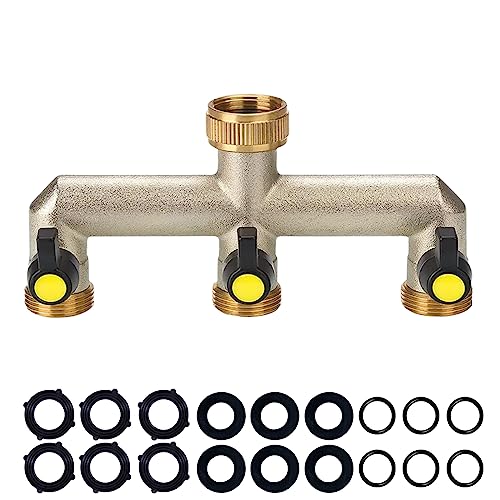 Brass Garden Outside Tap Splitter 3 Way Hose Manifold,3/4″ Tap Diverter ...