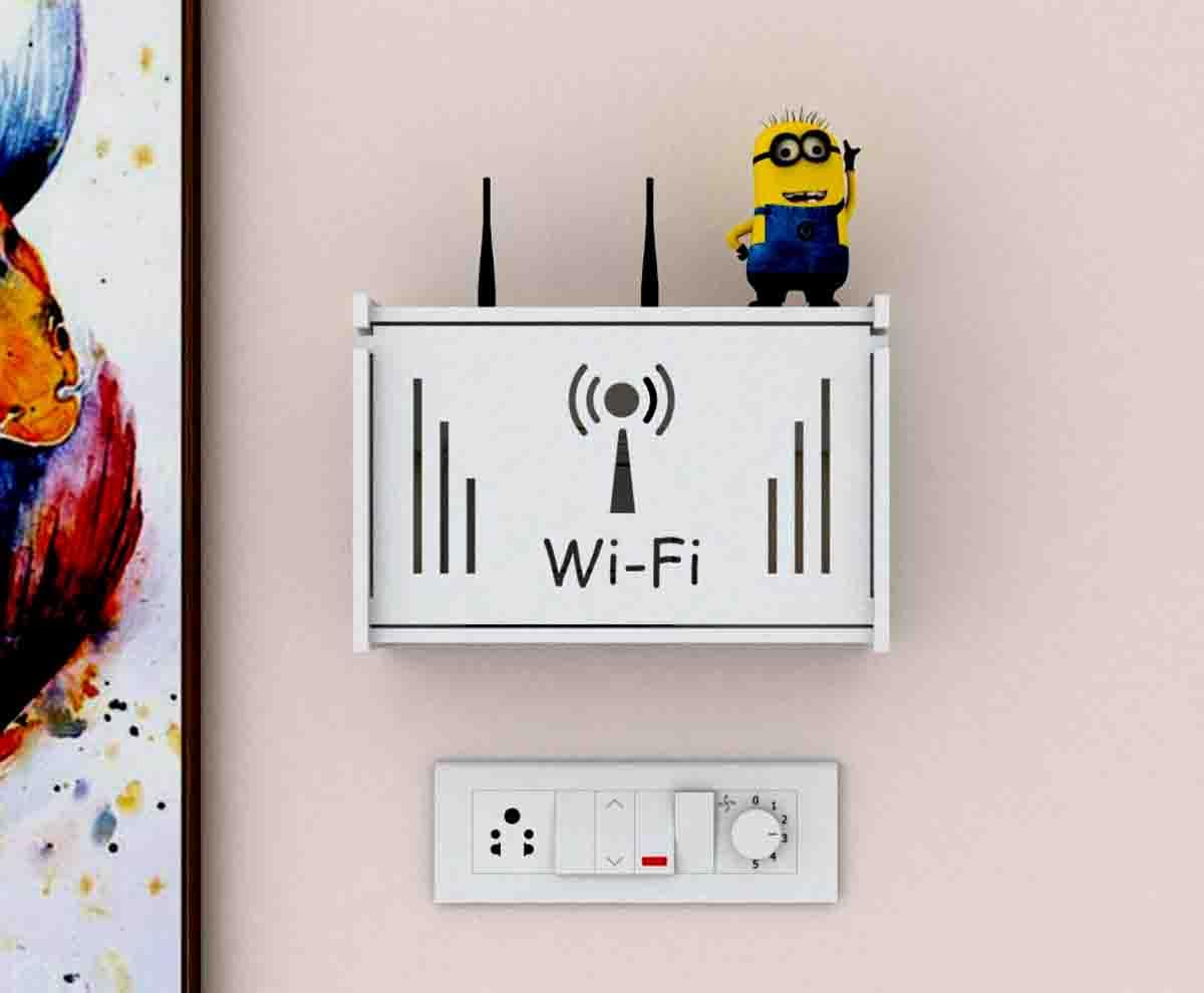 SS ARTS Engineered Wood Wall Mount WiFi Router Stand/WiFi Shelf ...