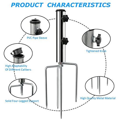Mikytoper Umbrella Stand Anchor with 4 Spikes, Removable & Adjustable ...