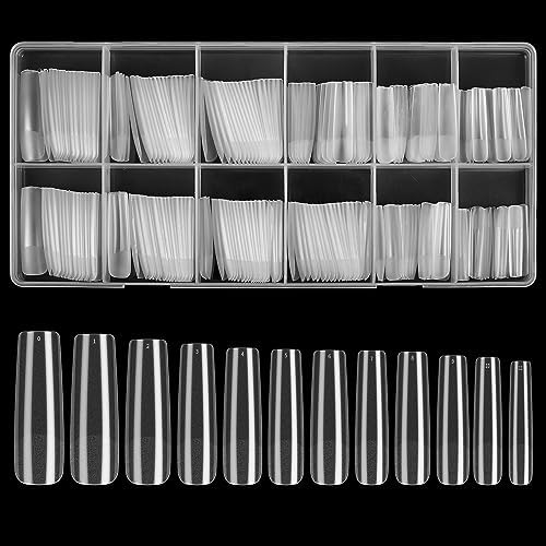 Amazon.com: KOXXIAMOQ 240 Pcs Square Clear Extra Long No C Curve Nail ...