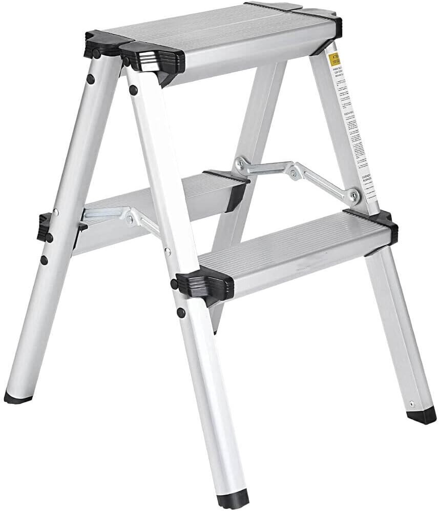 Two Step Ladder - Folding Small 2 Step Stool 330lbs with Non-Slip Feets ...