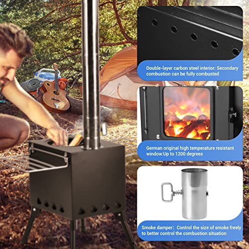 XDCFLA Tent Wood Burning Stove, Portable Camping Stove With Chimney ...