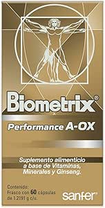Biometrix A-OX, suplemento alimenticio, A base de Vitaminas, Minerales y Ginseng, Frasco con 60 ...