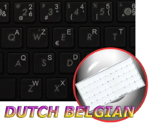 DUTCH BELGIAN KEYBOARD STICKERS ON TRANSPARENT BACKGROUND WITH WHITE ...