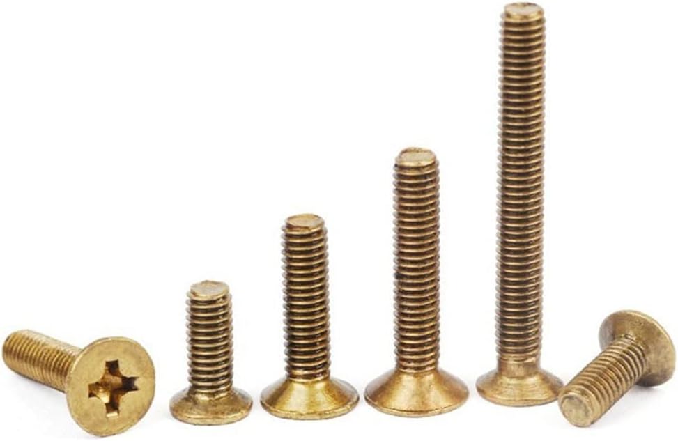 Amazon.com: WAAZI Industrial Screws M2 M2.5 M3 M4 M5 M6 Brass Flat Head ...