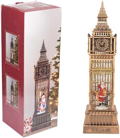 Amazon.com: LED Santa Scene Big Ben Tower Snow Globe Battery USB ...