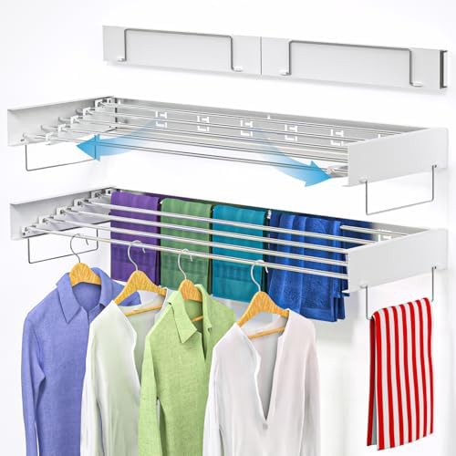 Amazon.com: Wall Mounted Drying Rack,Laundry Clothes Drying Rack ...