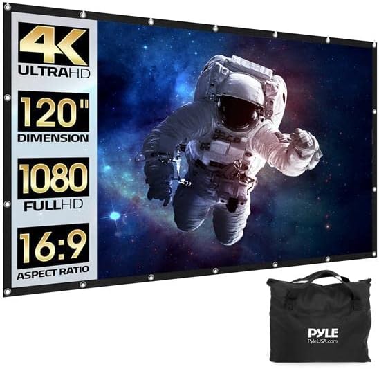Amazon.com: Pyle Foldable Portable Projector Screen - 120" 16:9 HD 4K ...