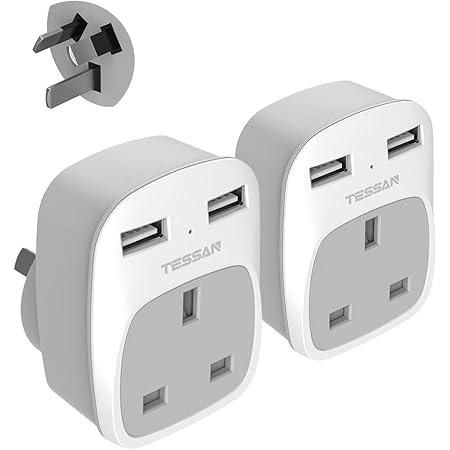 Australia China Plug Adapter 2 Pack, TESSAN Grounded AU Outlet Travel ...