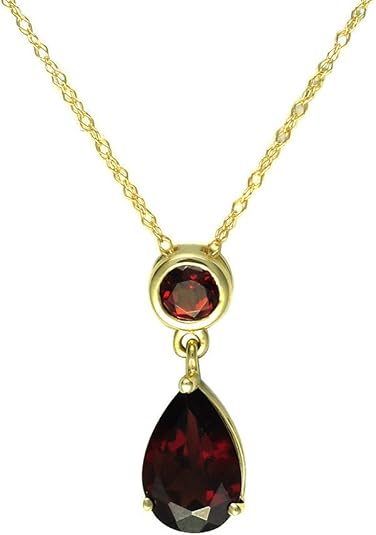 Ivy Gems 9ct Yellow Gold Garnet Tear Drop Pendant with 46cm Chain ...