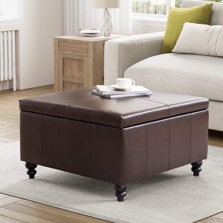 Amazon.com: VOWNER Large Square Storage Ottoman with Lift Top Tufted ...