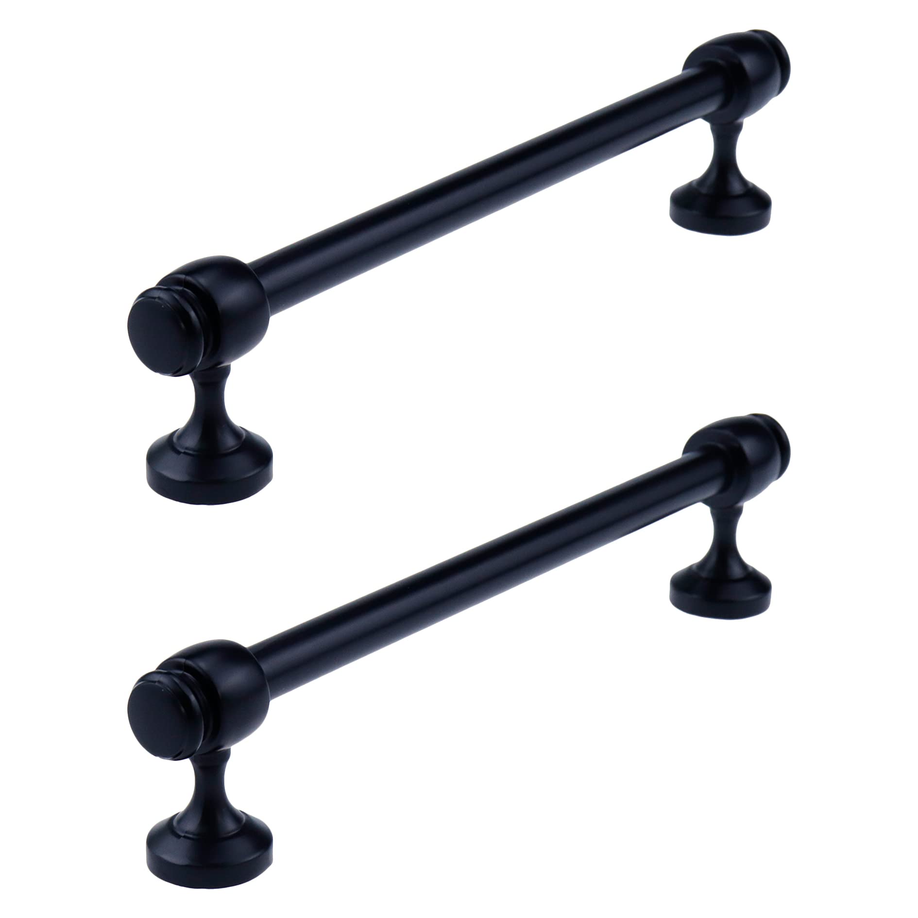 Wealrit 2 pcs Hole Center 6 Inch Black Cabinet Pulls with Round Base ...