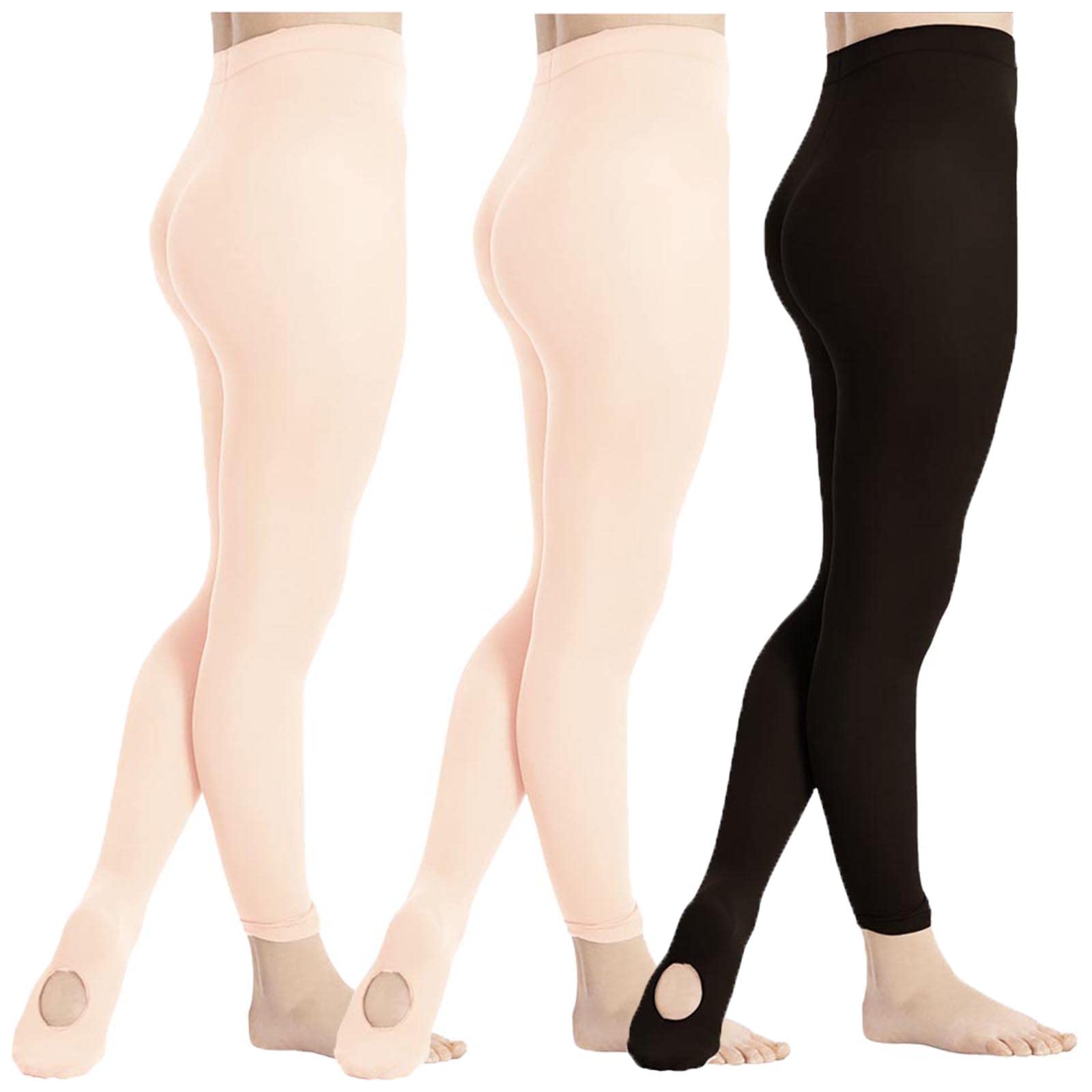 Snapklik.com : 3 Pairs Girls Convertible Ballet Tights Soft Transition ...