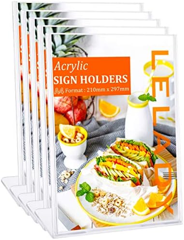 2 Pieces Acrylic Poster, Sign Holder, Display Poster Stand, A5 L Shape ...