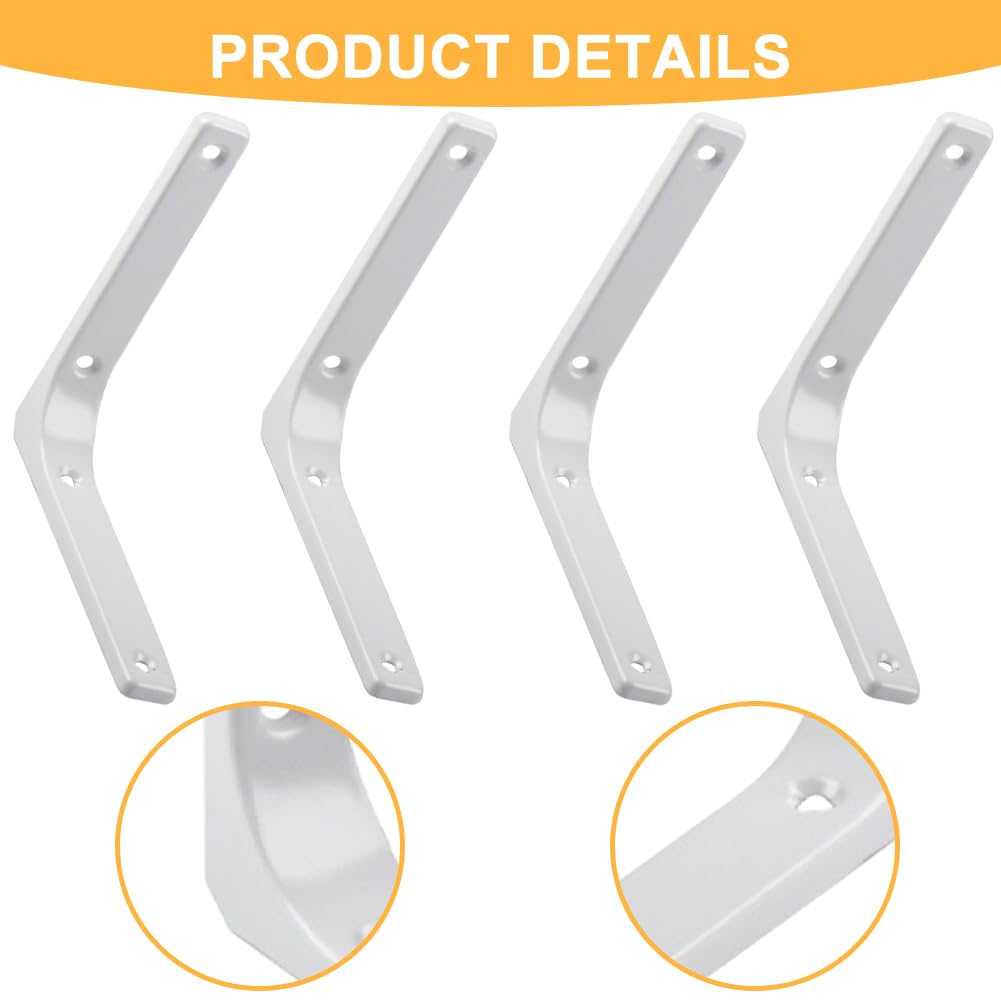 Shelf Bracket, 4 Pcs White Shelf Brackets, Stainless Steel L Shape Wall ...