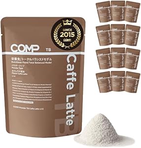 Amazon.co.jp: COMP Powder TB Caffe Latte (v.1.0 4,800kcal 1,152g 12袋1箱) 完全食 プロテイン たんぱく質 食物繊維 ...