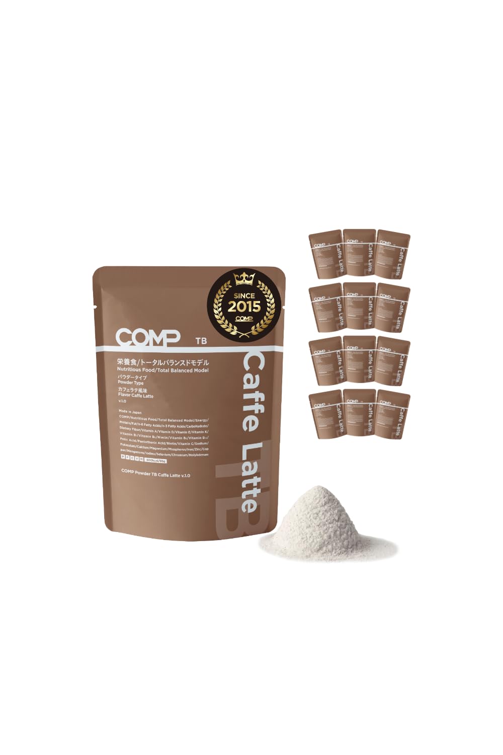 Amazon.co.jp: COMP Powder TB Caffe Latte (v.1.0 4,800kcal 1,152g 12袋1箱) 完全食 プロテイン たんぱく質 食物繊維 ...