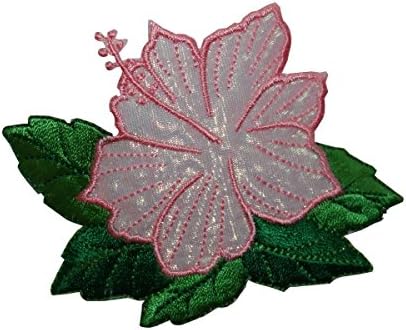 Amazon.com: ID 6337 Shiny Pink Hibiscus Patch Tropical Flower Embroidered Iron On Applique