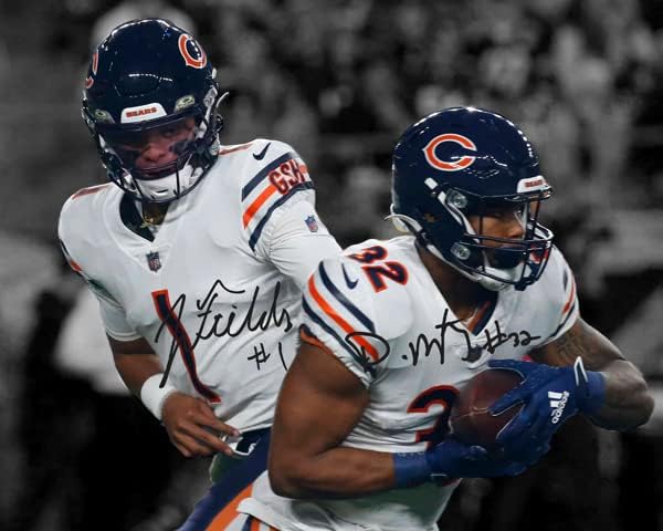 Amazon.com: Ikonic Fotohaus Justin Fields David Montgomery Signed Photo ...