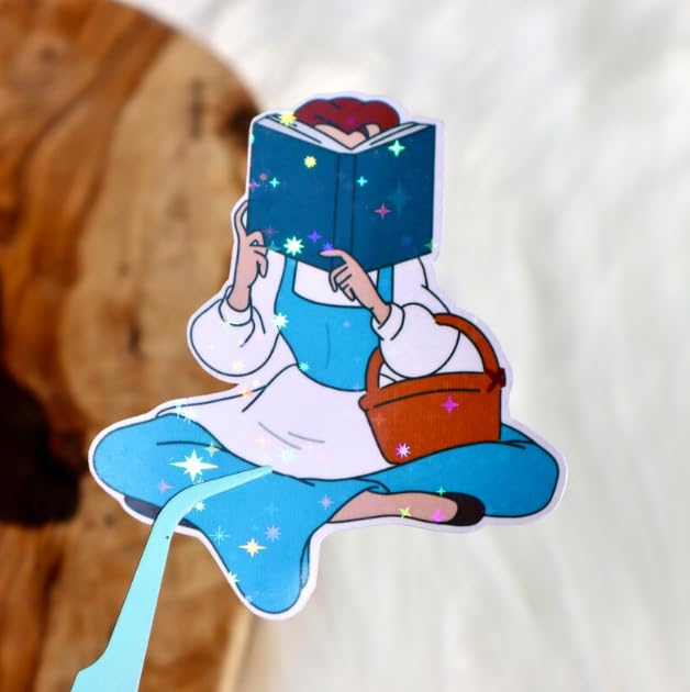 Amazon.com: Holographic shiny Belle reading book sticker - Cartoon book ...