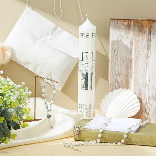Amazon.com: 7 Pcs Baptism Candle Set Included Religious Catholic Candle ...