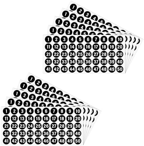 10 Sheets Small Number Stickers 1 to 50 Number Self Adhesive Stickers 1 ...