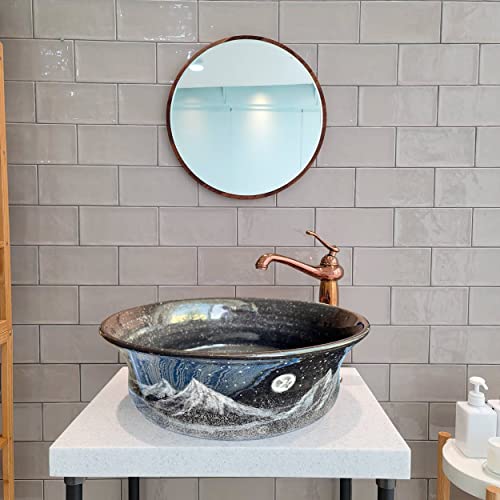 Amazon.com: Bathroom Unique Night & Moon Washbasin, Ceramic Vessel Sink ...