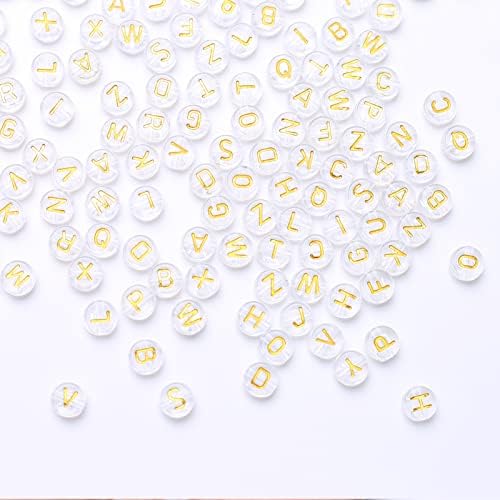 DAHI 1000pcs Buchstabenperlen Rund gold Buchstaben Perlen A-Z zum ...