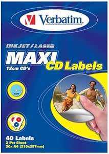 Verbatim Maxi Labels - 40 Pack (2 labels per sheet x 20 sheets ...