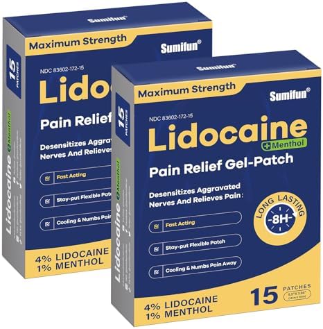 Amazon.com: Sumifun 4% Lidocaine Patches Plus 1% Menthol - 15 Counts ...