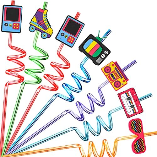 Amazon.com: 80s Party Decor Retro Straw Hip Hop Theme 80s Party Silly ...