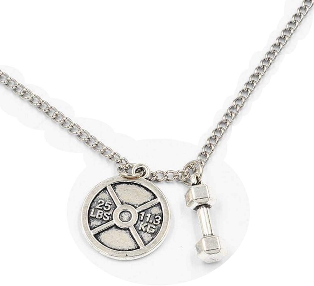 Amazon.com: Weight Lifting Necklace, Fitness Jewelry, Dumbbell Necklace ...